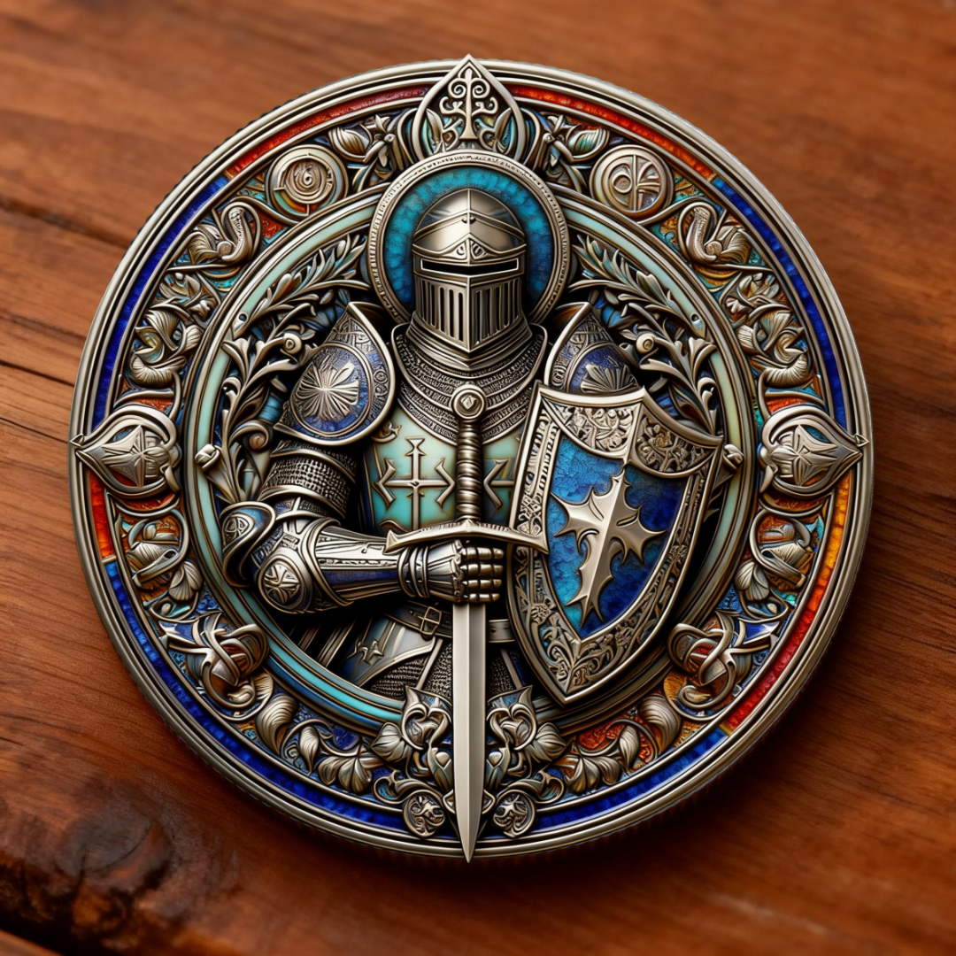🏆New Year 60% OFF-🛡️⚔️ Christian Knight Shield & Sword Collectible Coin ...